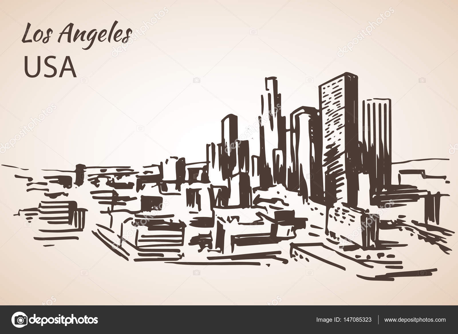 Los Angeles cityscape sketch. Stock Vector by ©Naniti 147085323