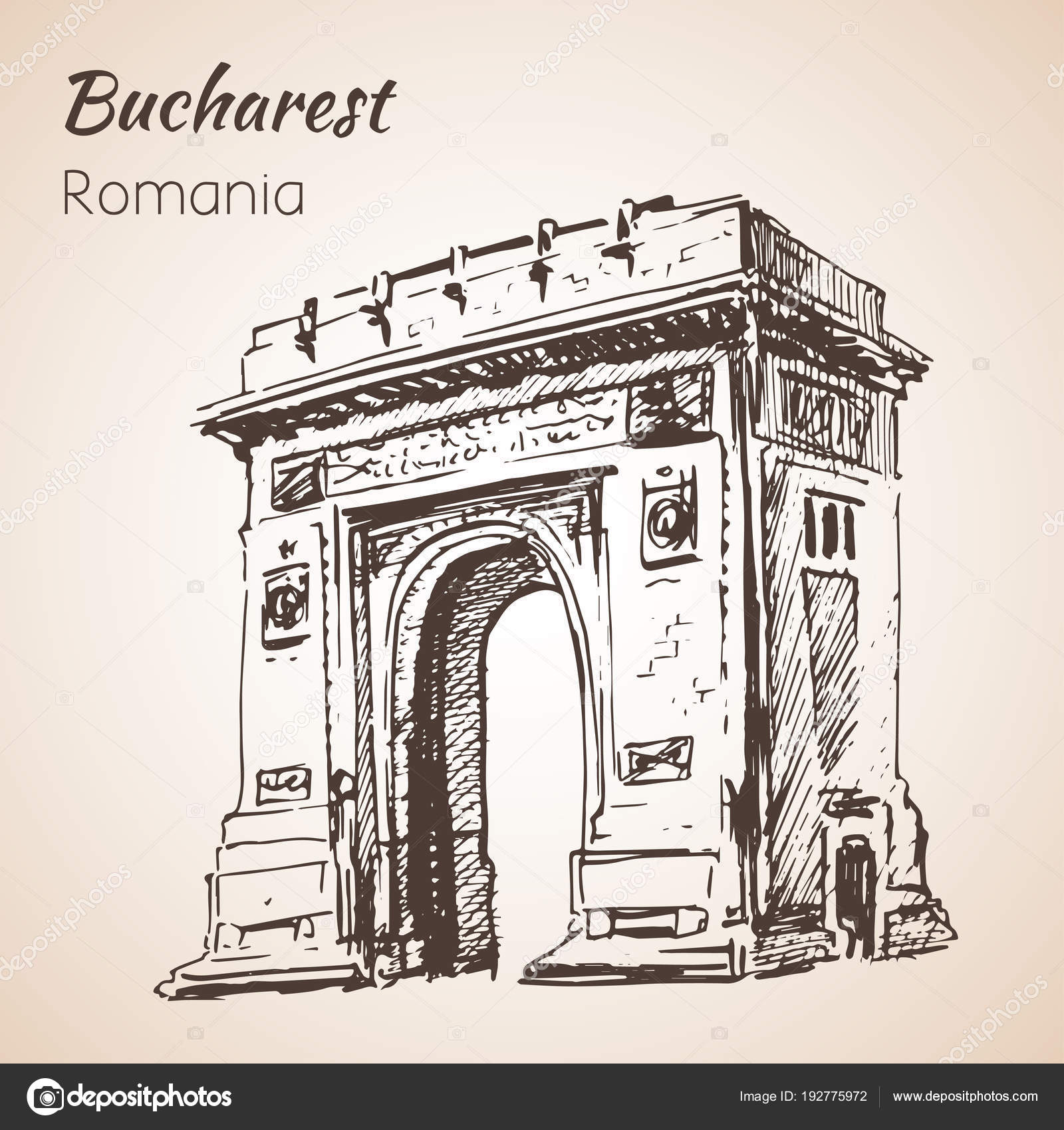 Triumph Arch sketch. Bucharest, Romania. Stock Vector Image by ©Naniti ...