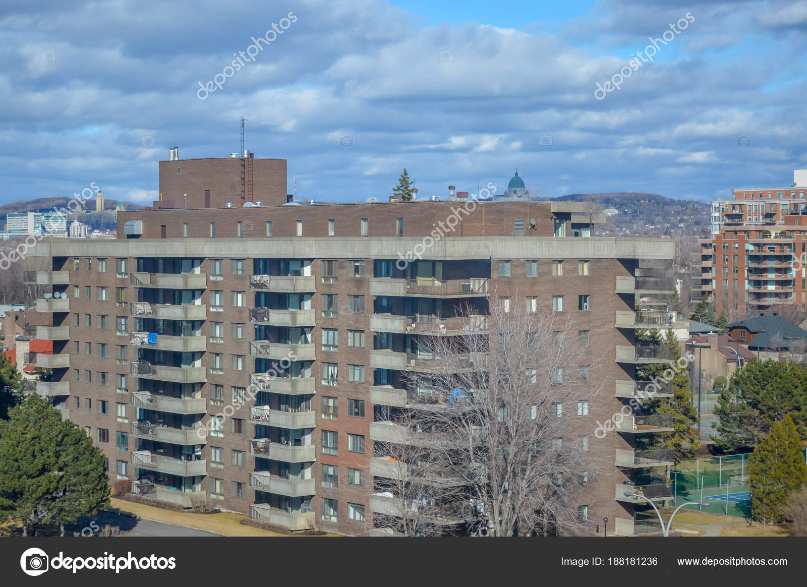 Residential Building Balconies Montreal Cote Saint Luc Canada Stock ...