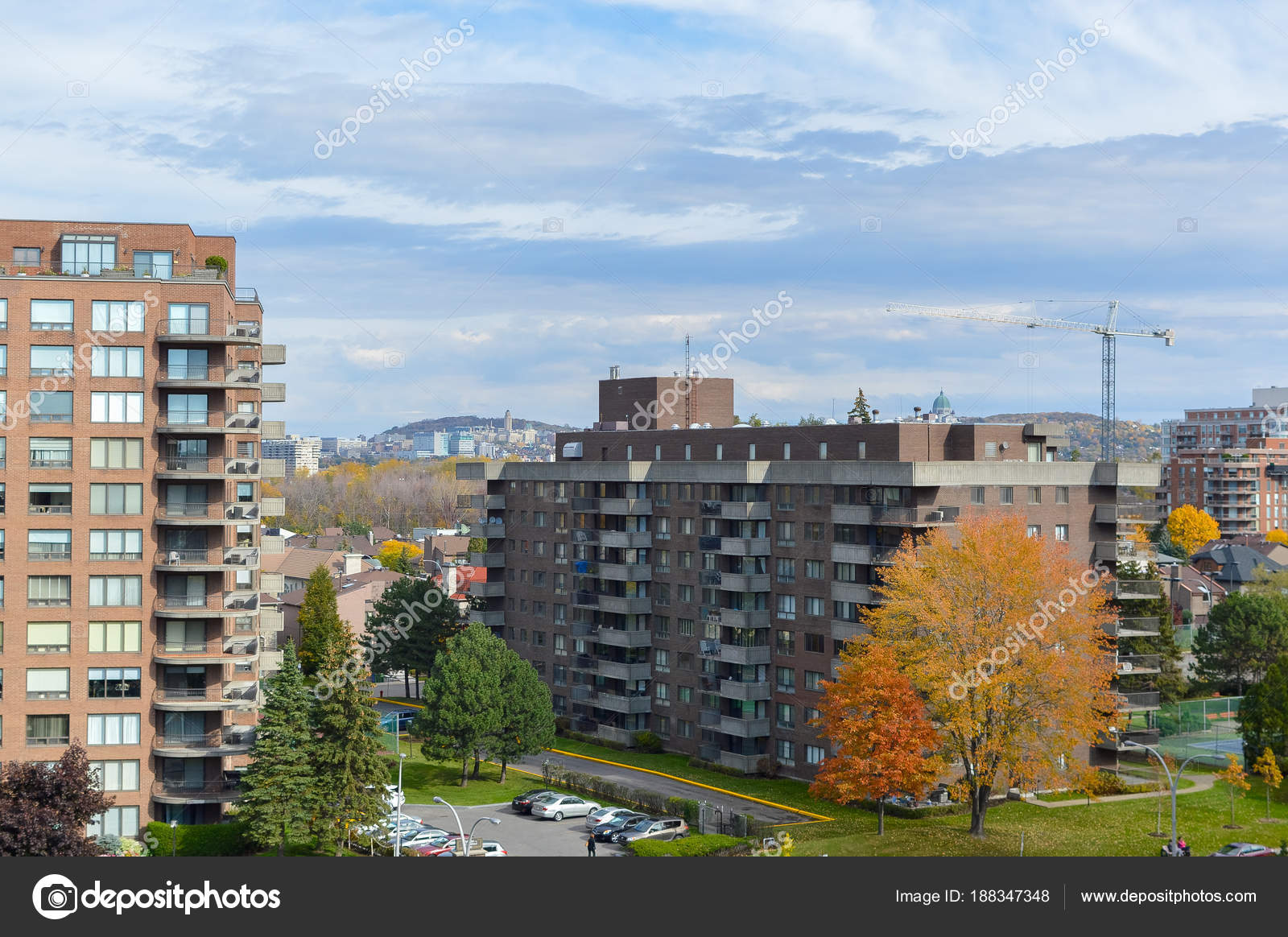 Modern Condo Buildings Huge Windows Fall Montreal Canada Stock Photo by ...