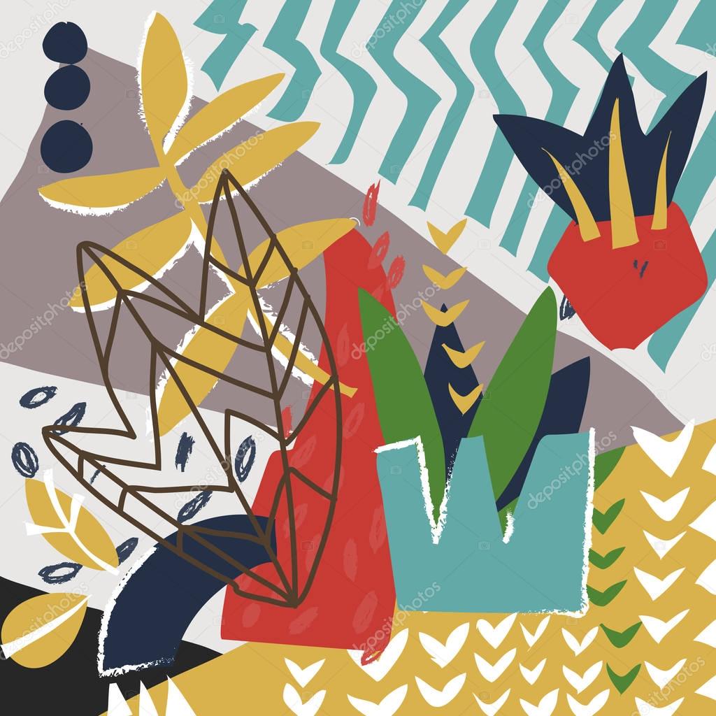 Abstract floral elements paper collage — Stock Vector © YAZZIK #175432088