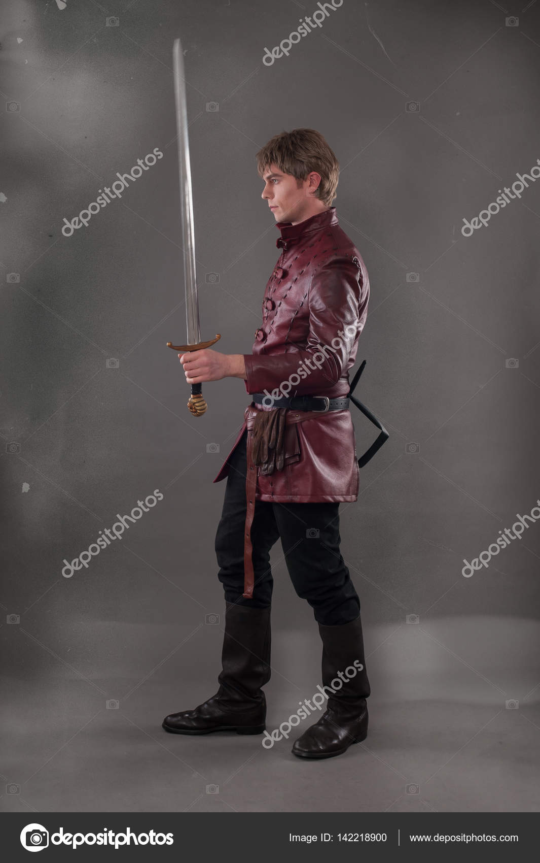 Medieval knight with a sword. Middle age warrior Stock Photo by ...