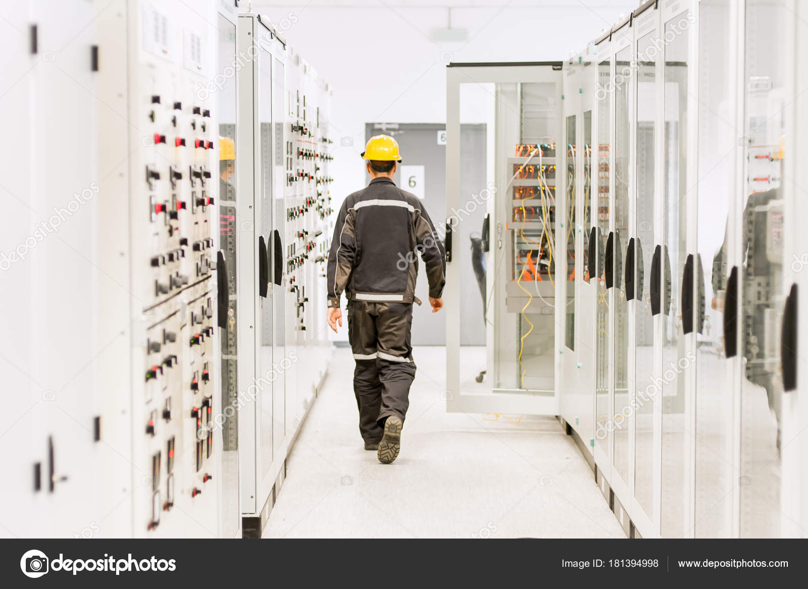 Using protective relay and medium voltage switchgear. Engineerin Stock ...