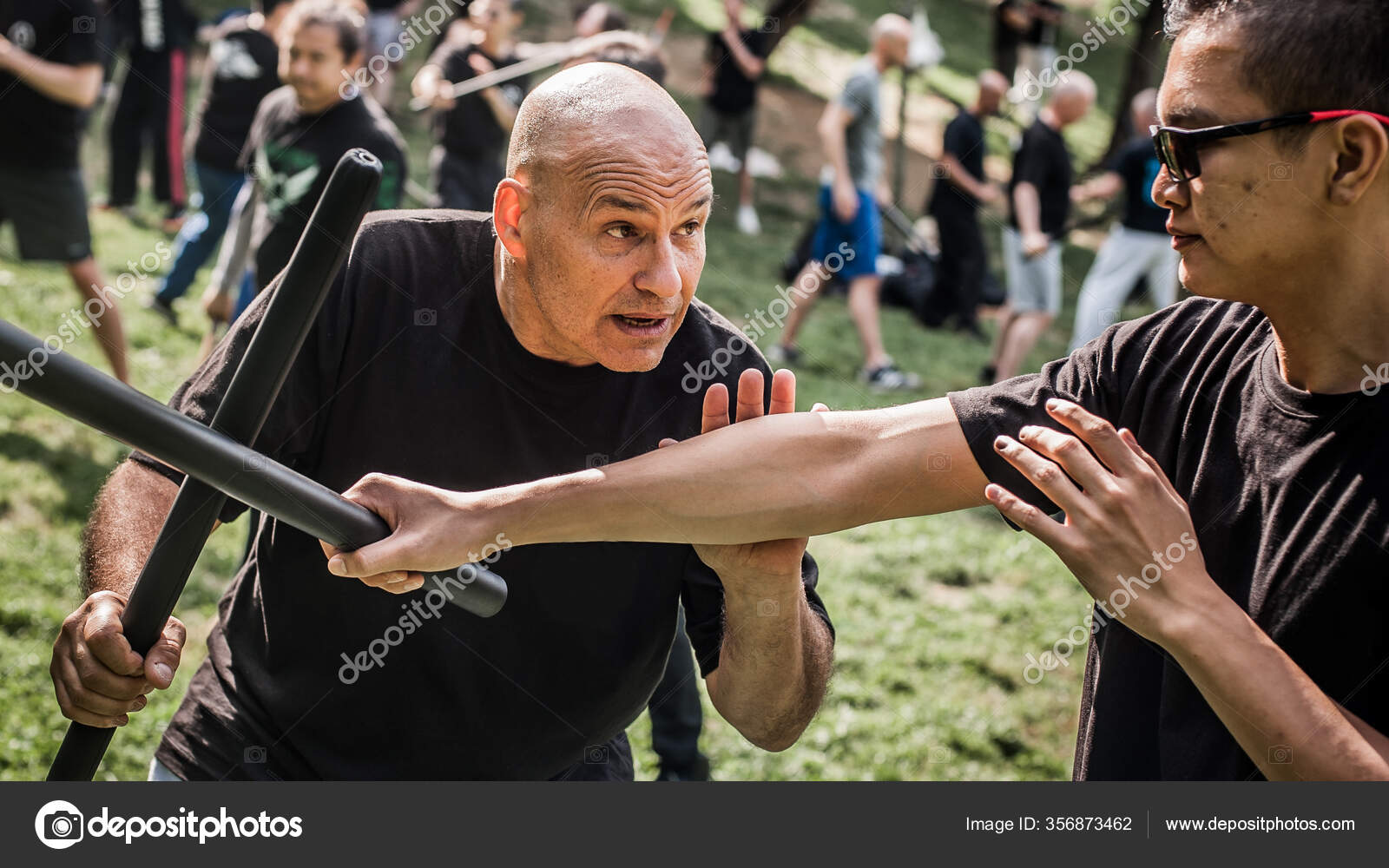 Large Group Students Practice Filipino Eskrima Arnis Stick Fight ...
