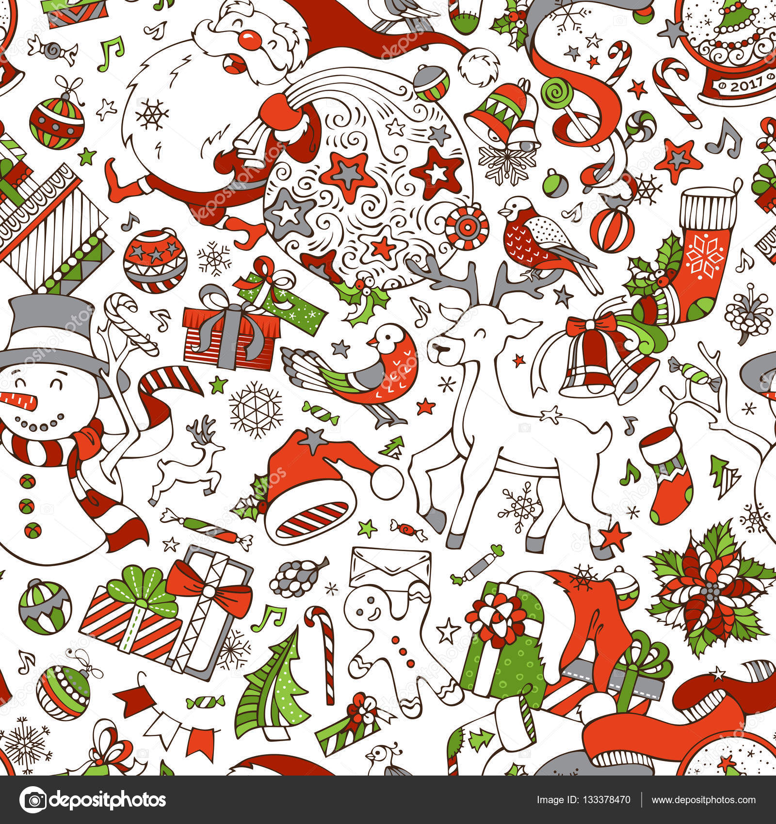 Vector cartoon Merry Christmas seamless pattern. Stock Vector Image by ...