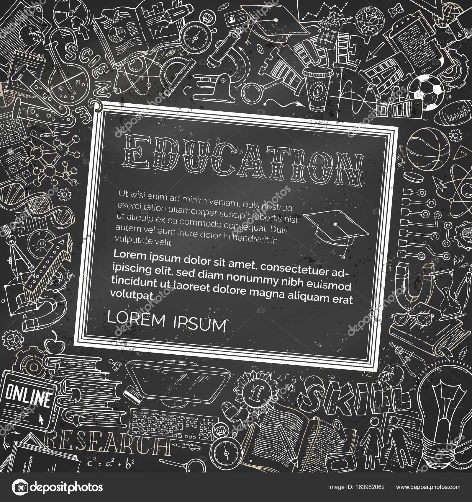 Vector chalk education background. Stock Vector by ©Maljuk 163962062