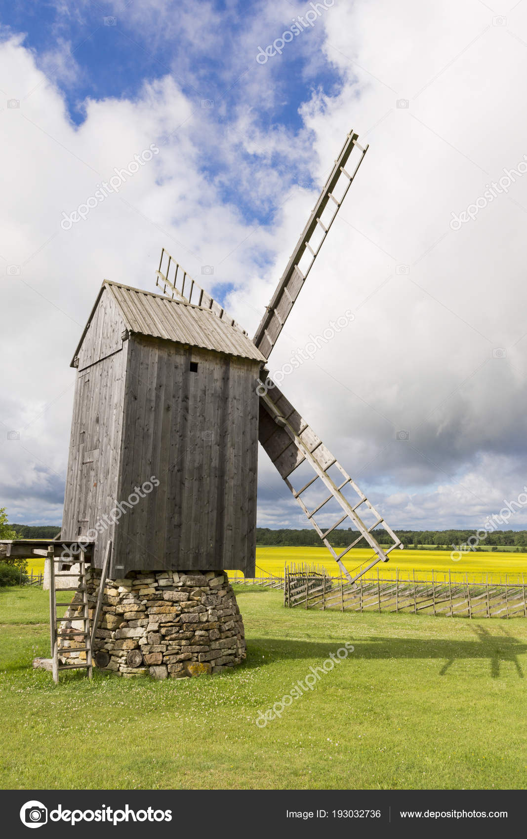 Old windmill in Angla Heritage Culture Center. A Dutch-style windmills ...