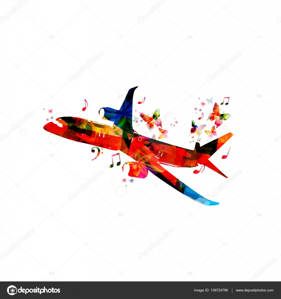 Colorful airplane with butterflies — Stock Vector © abstract412 #139724796