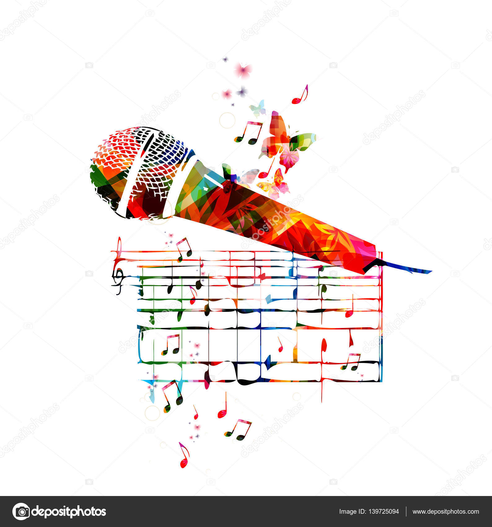 Colorful microphone with butterflies Stock Vector Image by ©abstract412 ...