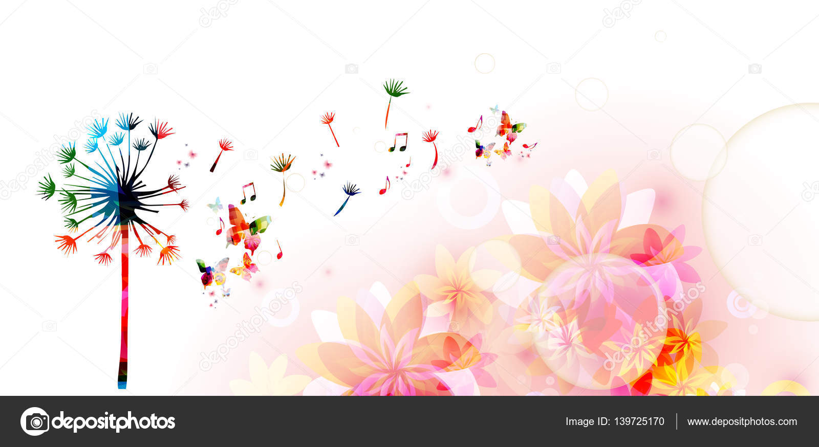 Colorful dandelion with music notes Stock Vector Image by ©abstract412 ...
