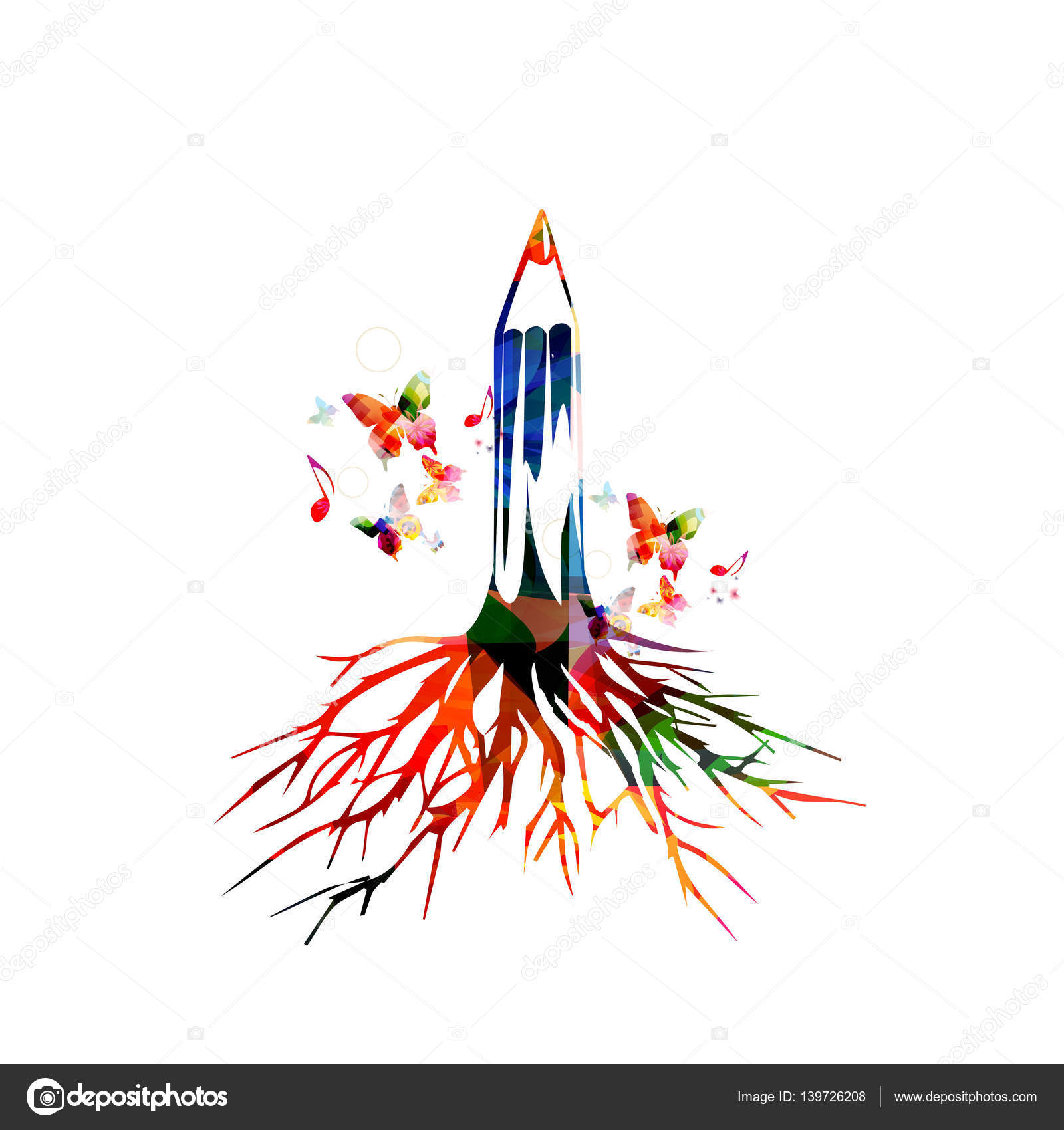 Colorful pencil tree — Stock Vector © abstract412 #139726208