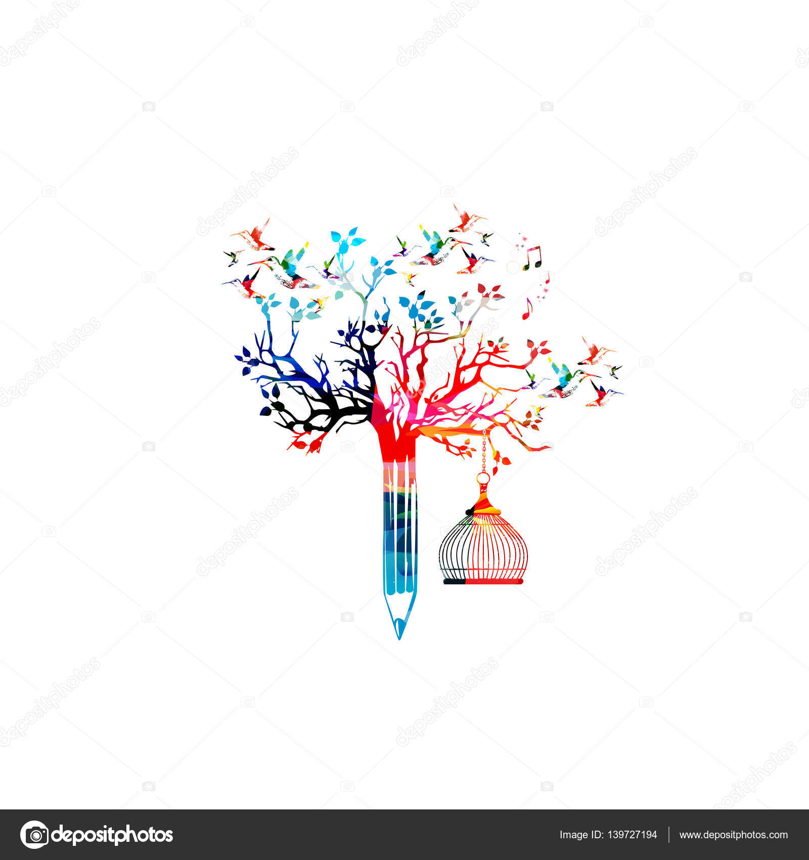 Colorful pencil tree — Stock Vector © abstract412 #139727194
