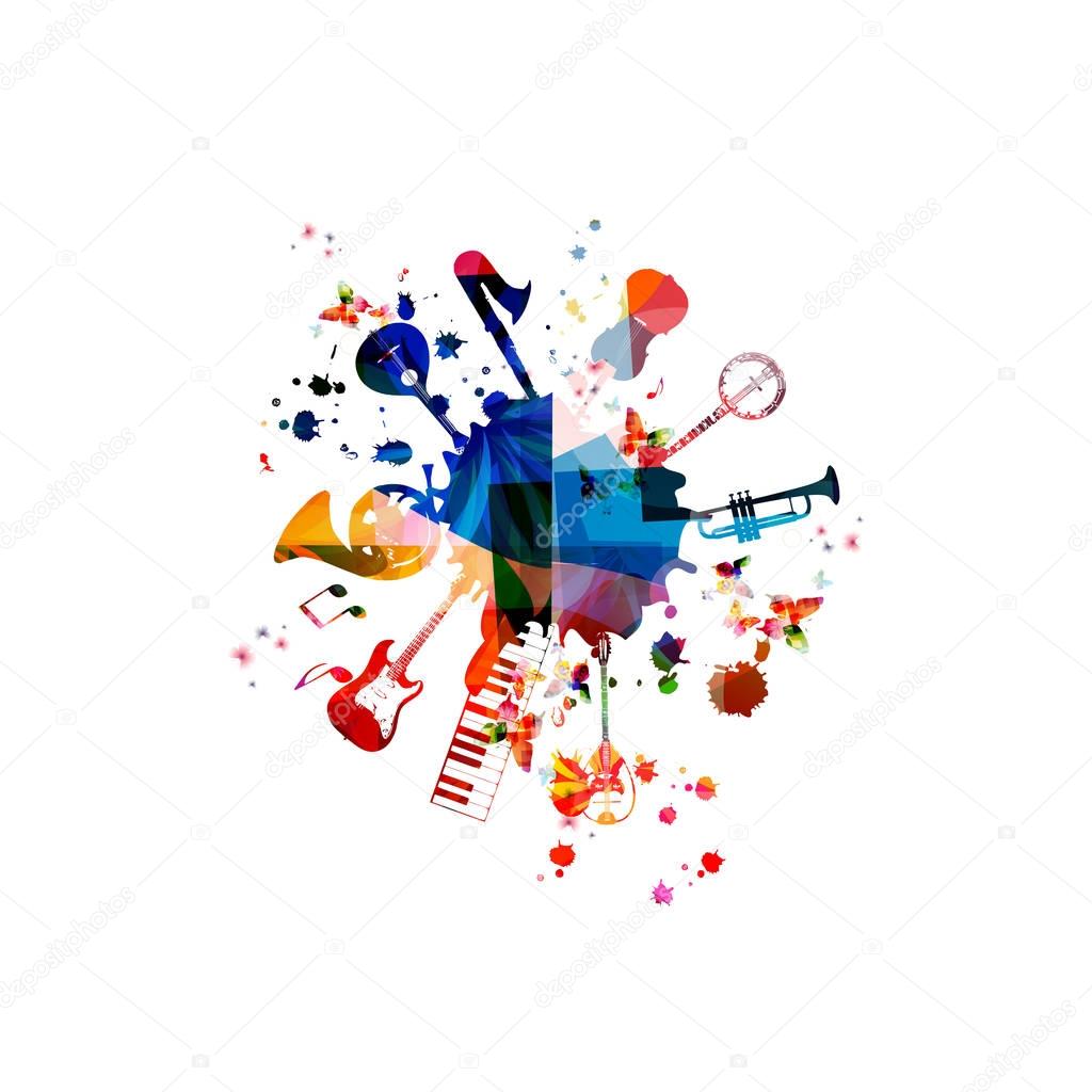 Colorful music instruments template — Stock Vector © abstract412 #139727650