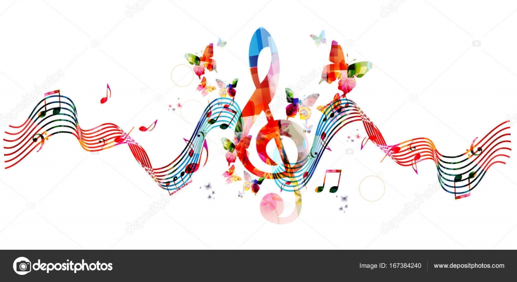 Colorful treble clef with notes — Stock Vector © abstract412 #167384240