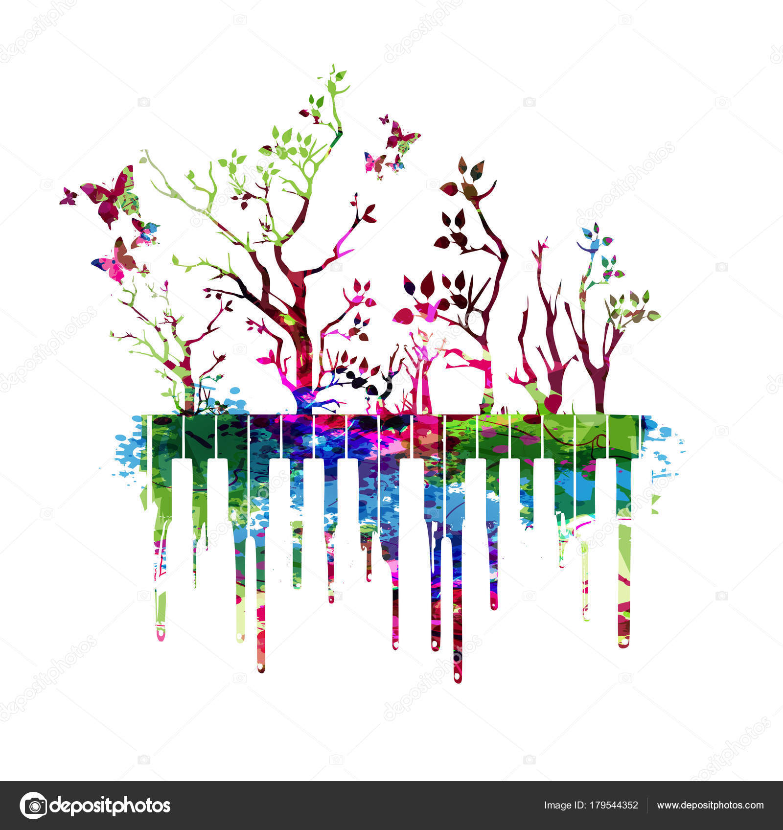 Music Colorful Design Piano Keys Music Instrument Vector Illustration ...