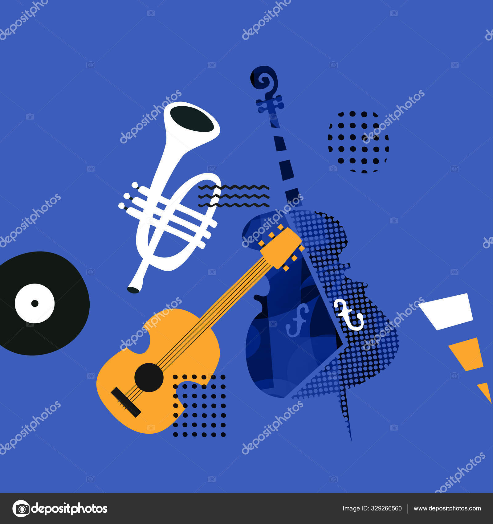 Abstract Musical Instruments Blue Background Stock Vector Image by ...