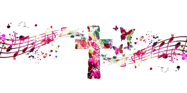 Colorful Christian Cross Music Notes Isolated Vector Illustration ...
