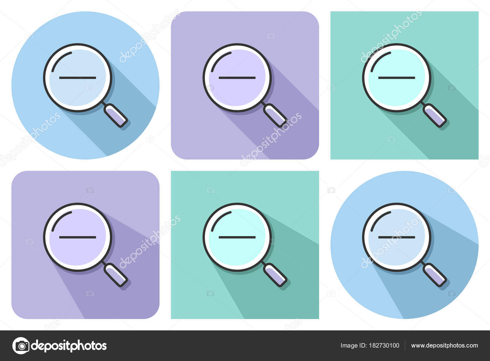 Outlined Icon Decrease Magnifying Glass Parallel Parallel Long Shadows Stock Vector Image by ...