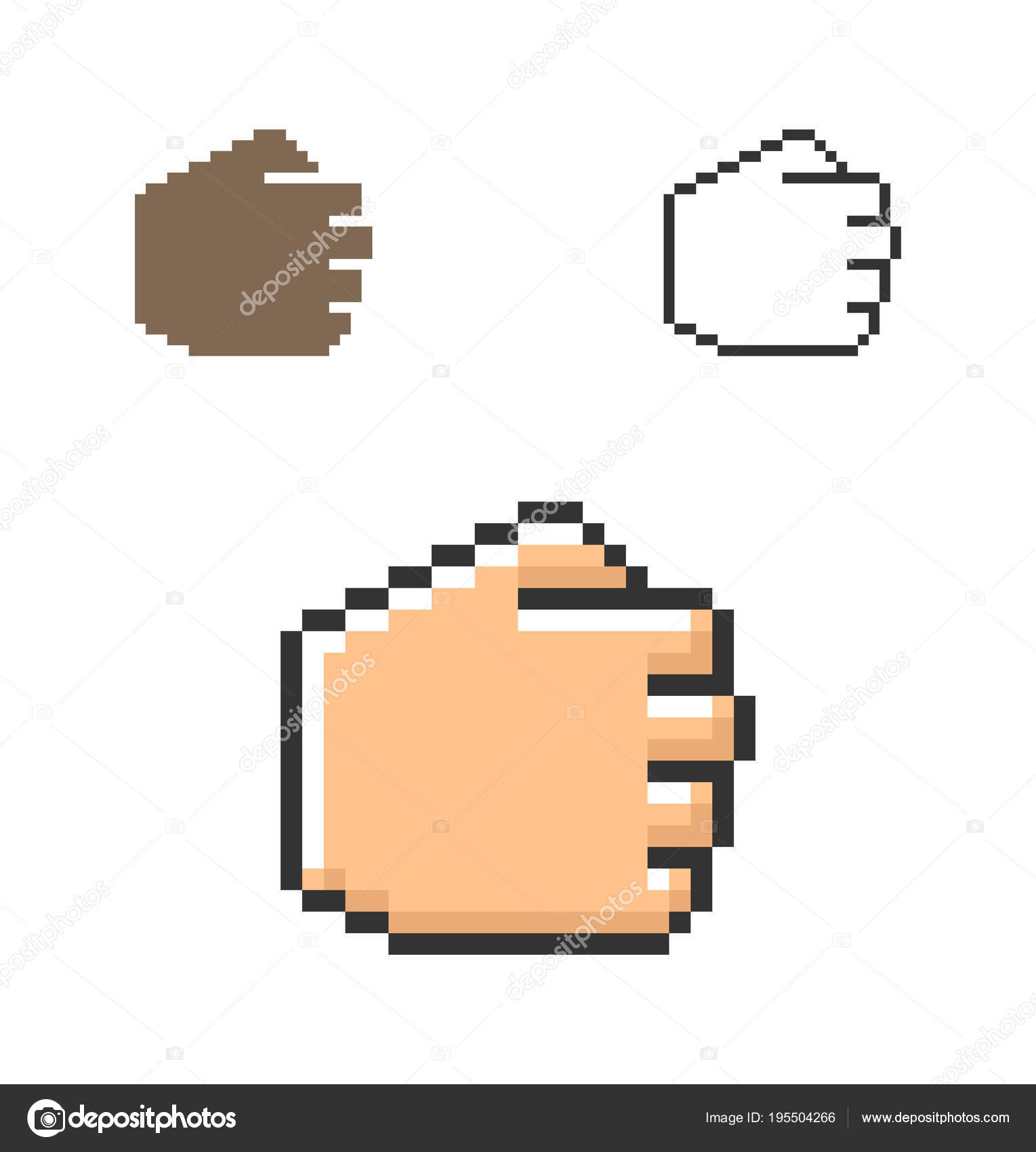 Pixel Icon Fist Three Variants Fully Editable Stock Vector by ©vectol ...