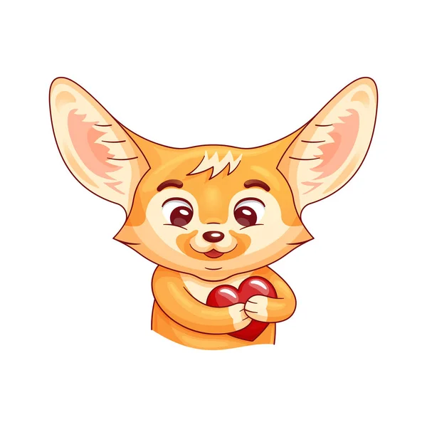 Cute Fennec Fox Calmly Stands Smile Amusing Kawaii Cartoon Character ...