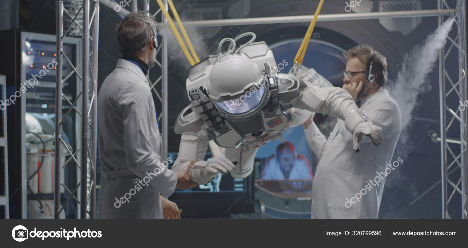 Scientists and astronaut testing zero-gravity conditions — Stock Photo ...