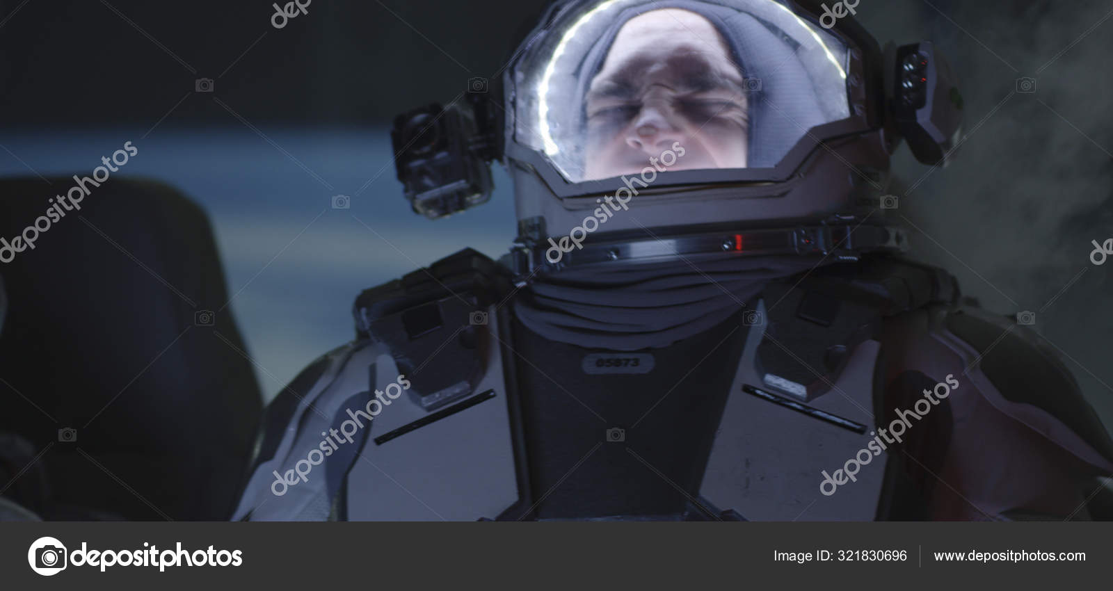 Astronaut experiencing pain during rocket launch Stock Photo by ...