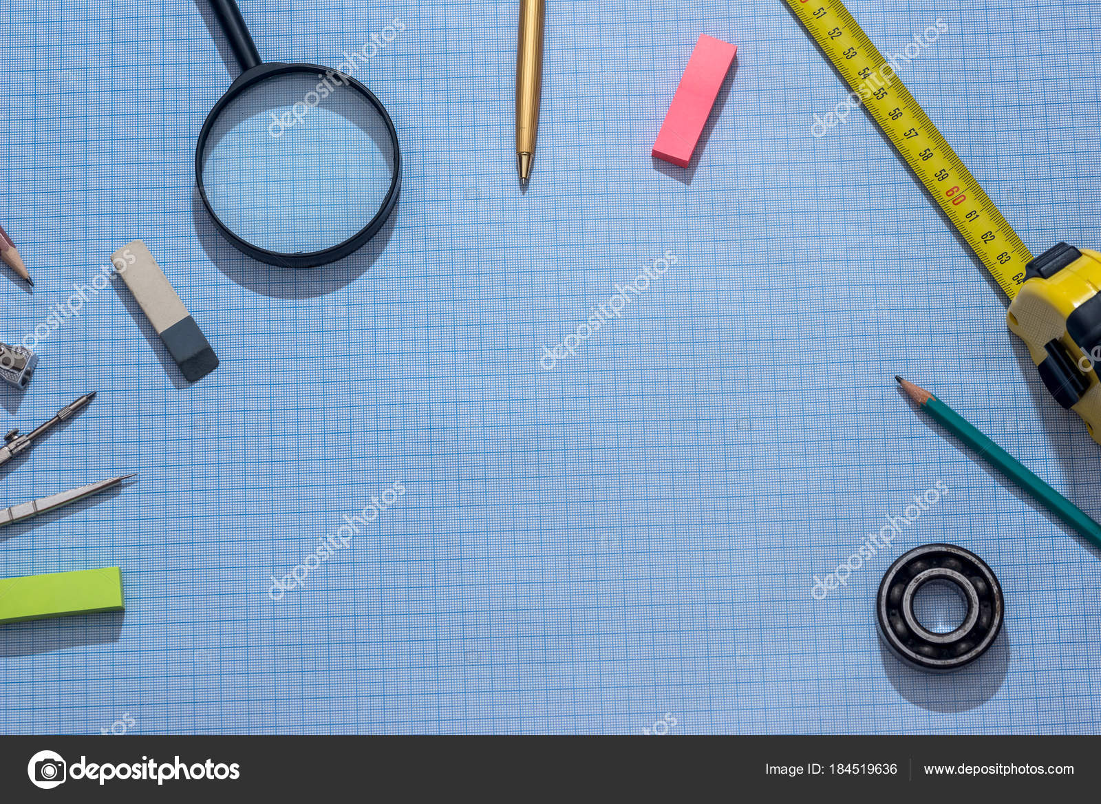 Pencil Compass Rulers Graph Paper Background — Stock Photo © alfexe ...