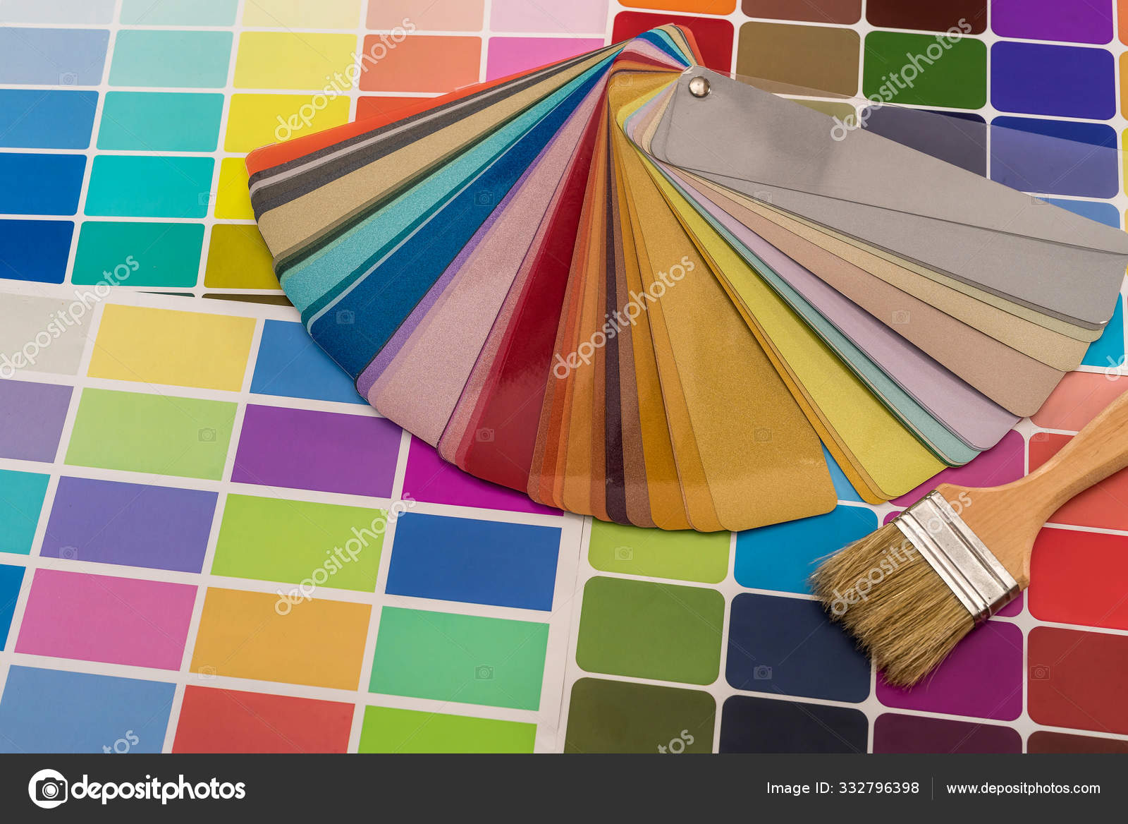 Different colour swatches with brush close up — Stock Photo © alfexe ...