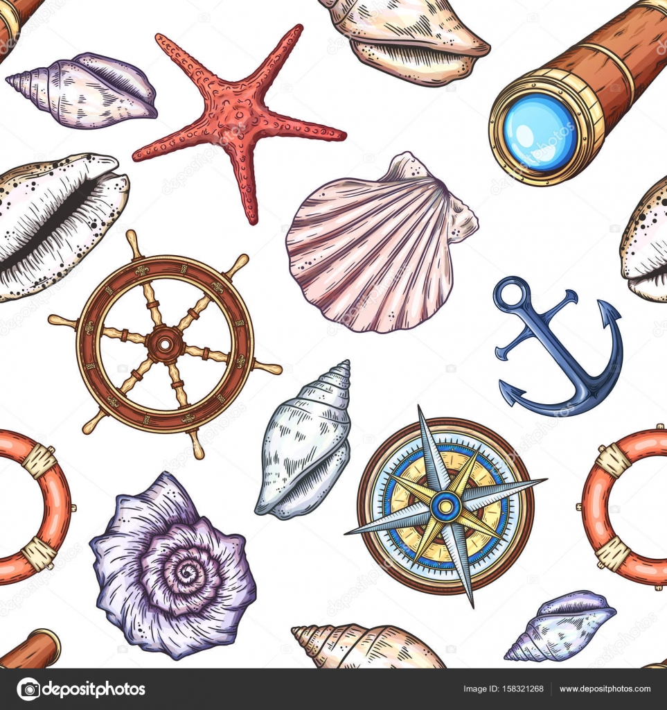 Hand drawn marine background. Stock Vector by ©awesomedwarf 158321268