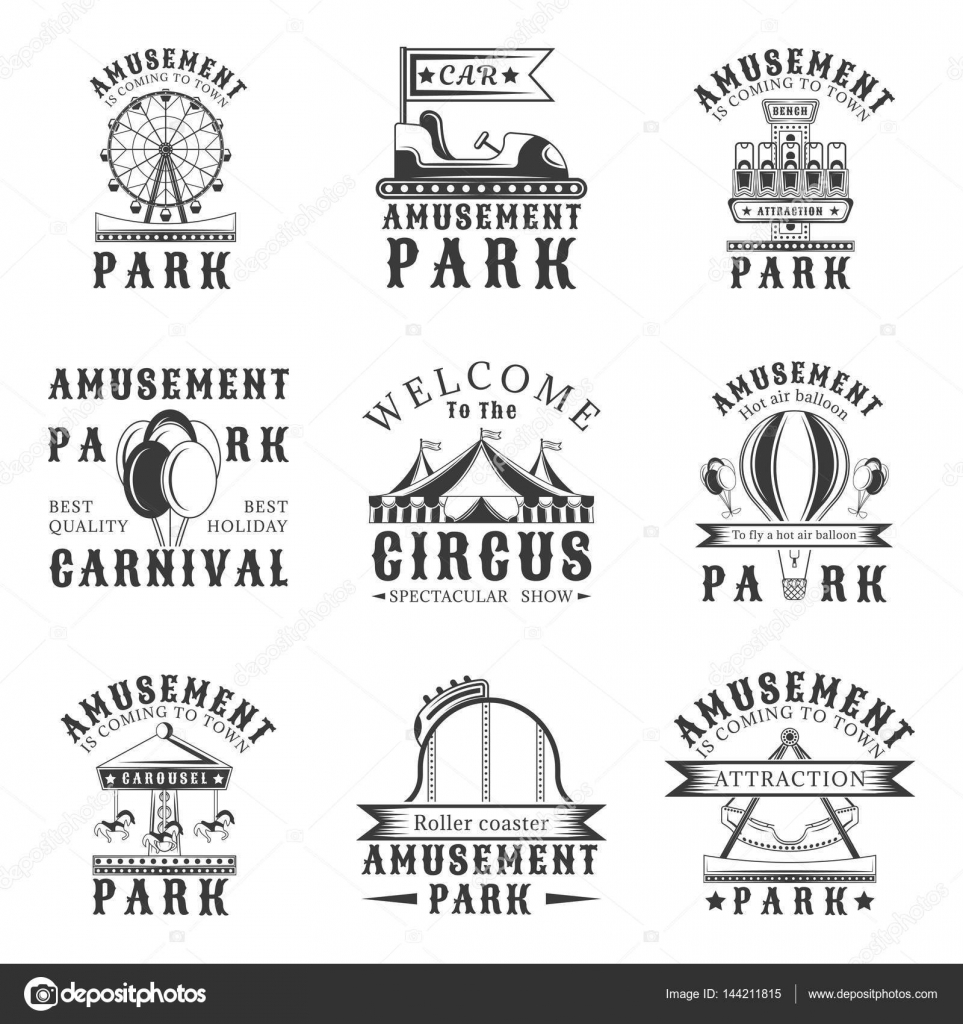 Amusement park set of vector vintage logos Stock Vector by ©Skaryna ...