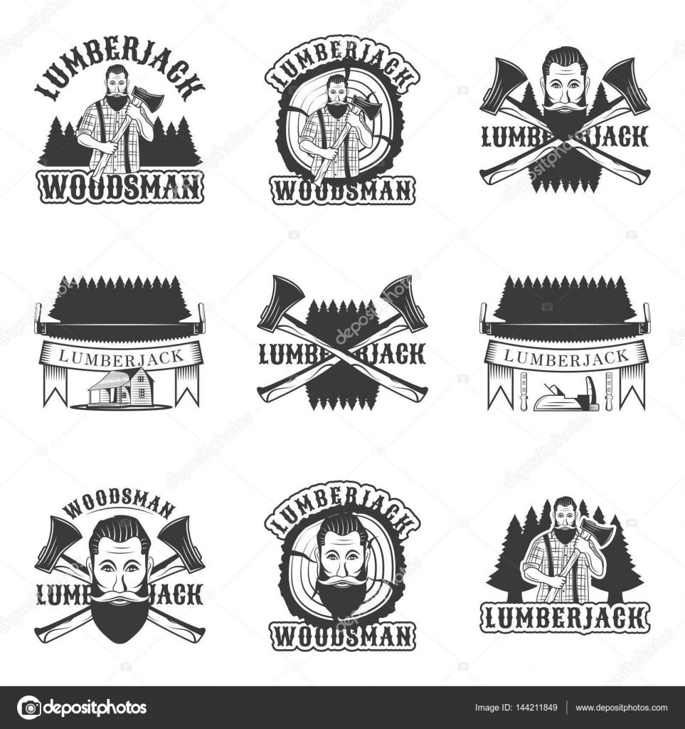 Lumberjack set of vector vintage logos Stock Vector Image by ©Skaryna ...