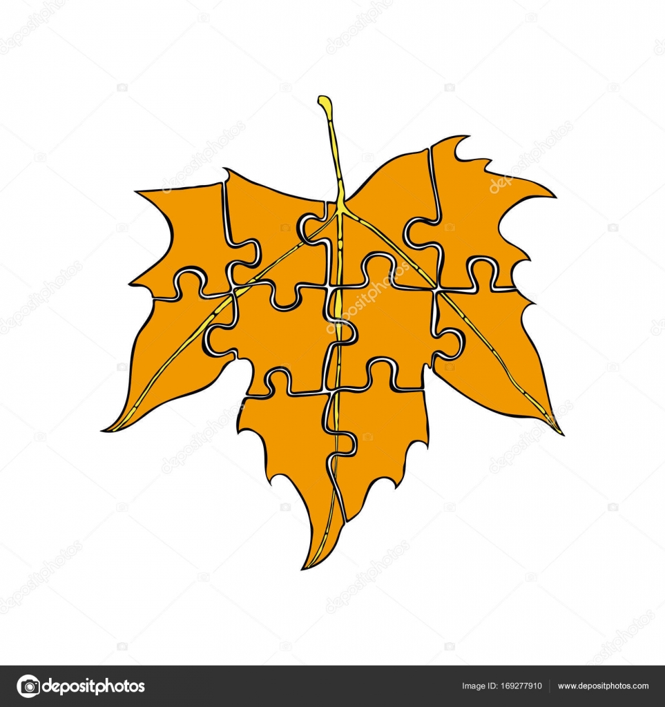 Autumn leaf. Puzzle. Isolated vector object on white background. Stock ...