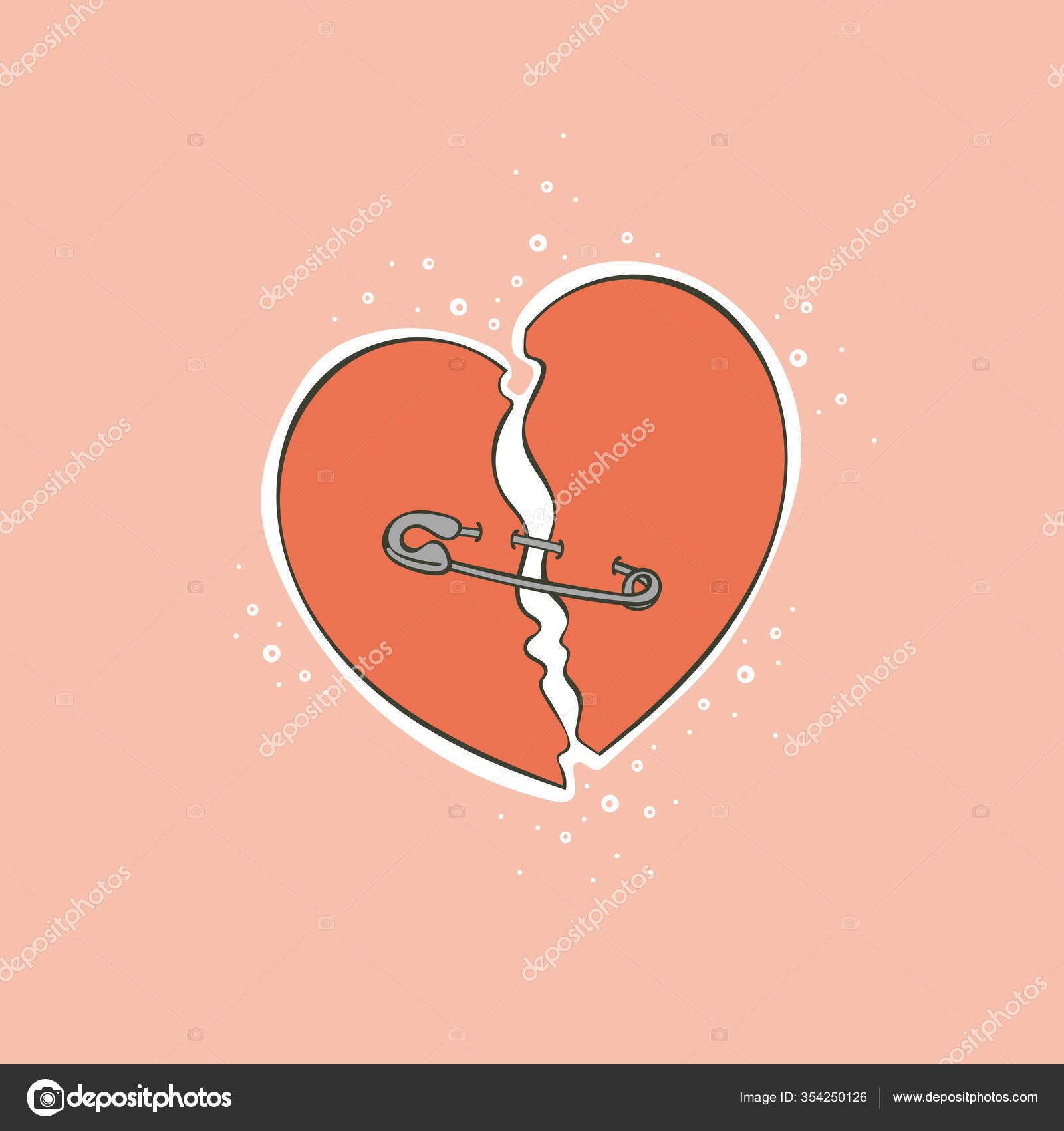 Corazón Roto Pin Objeto Vector Aislado Vector de stock por ©EwaNew ...