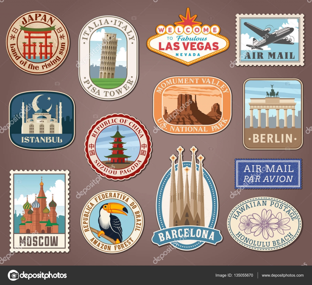 Vector international tourism landmark labels Stock Vector by ©pingebat ...