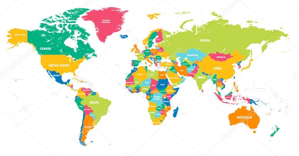 Mapa colorido del mundo del vector 2024