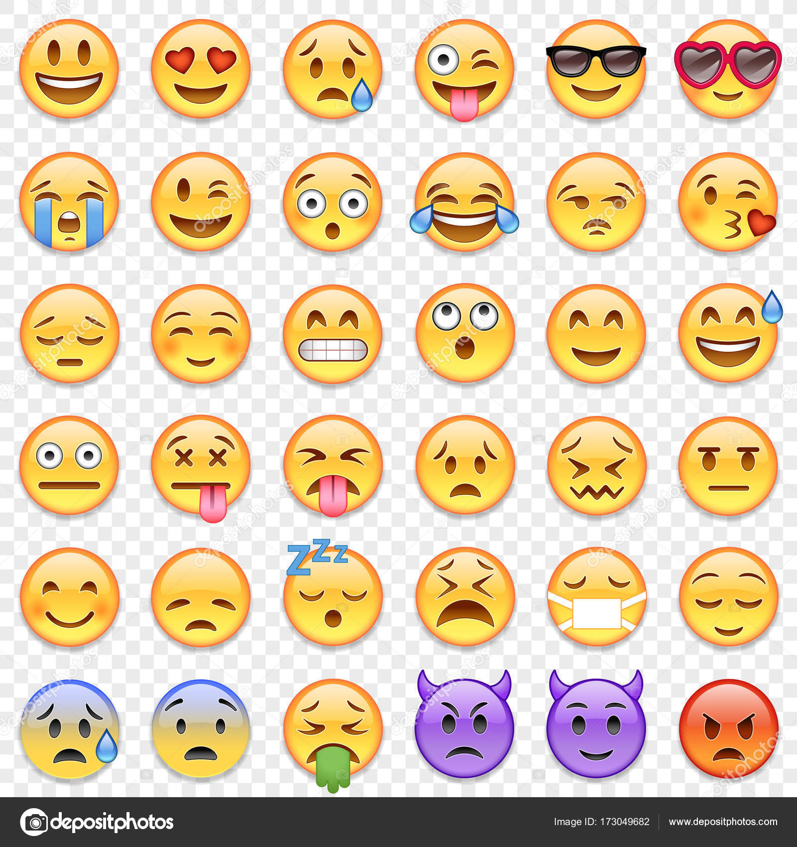 Vector Emoticon big set Stock Vector by ©pingebat 173049682