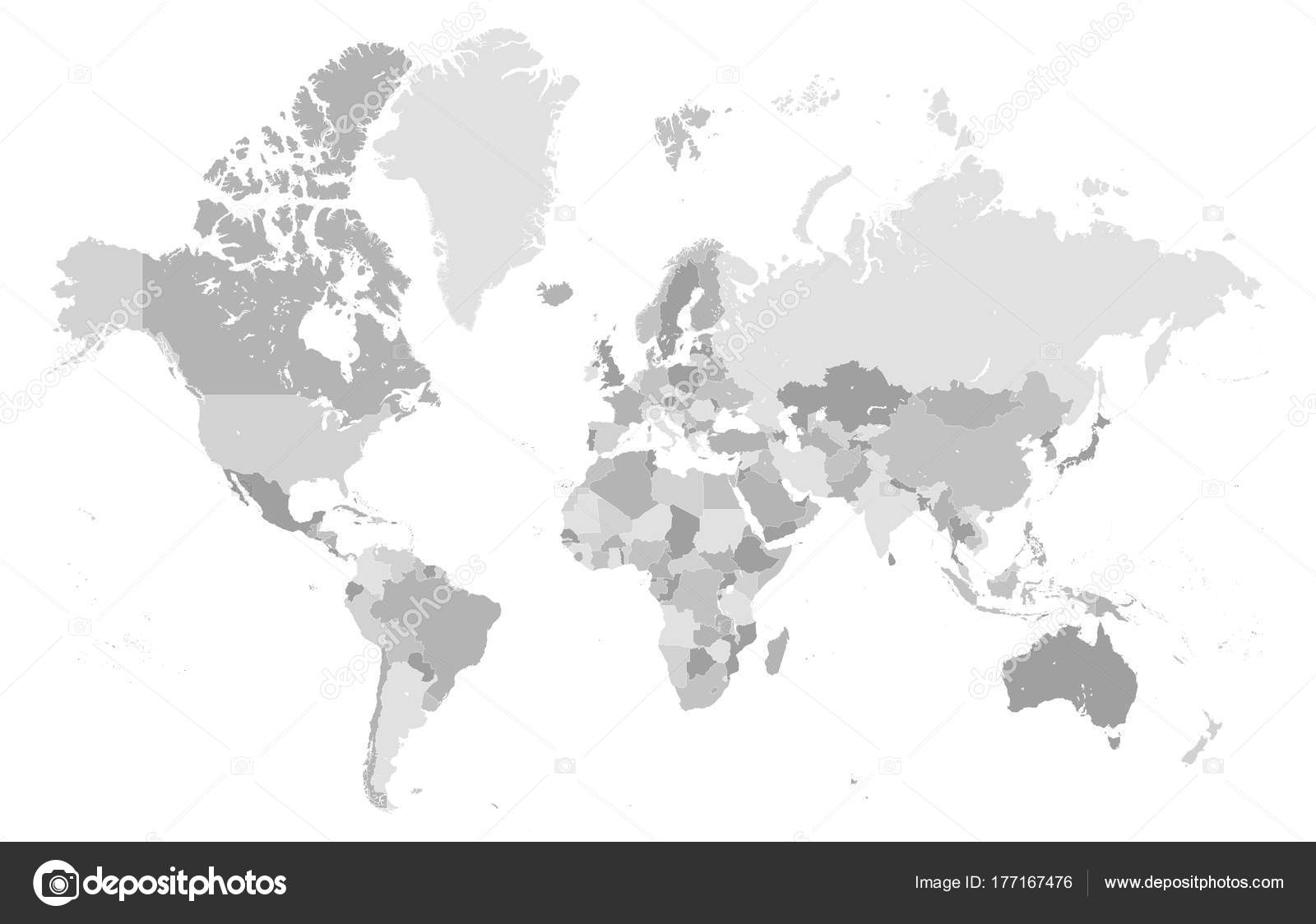 Vector detailed Mercator Grey World map Stock Vector Image by ©pingebat ...