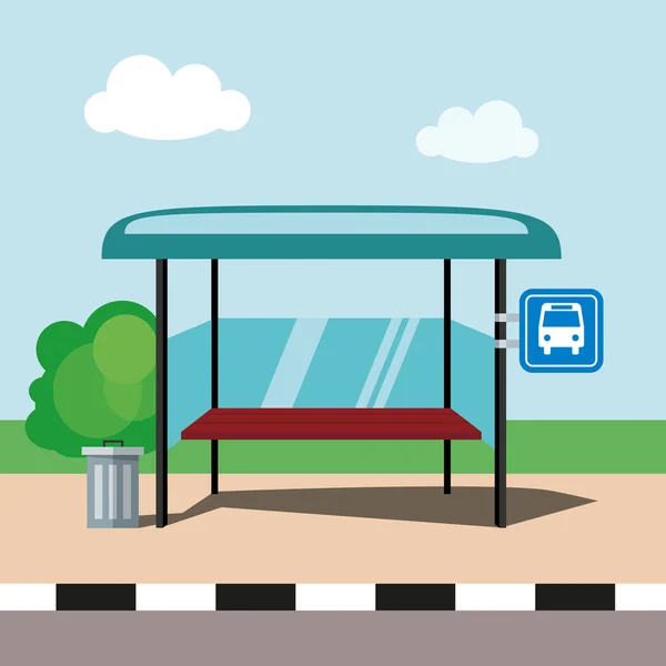 Estación de parada de autobús. Ilustración plana Vector — Vector de ...