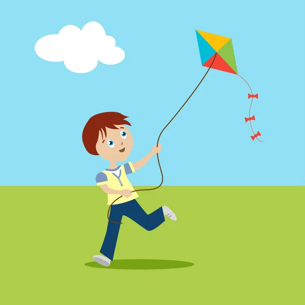 Volar chiringas chico imágenes de stock de arte vectorial | Depositphotos