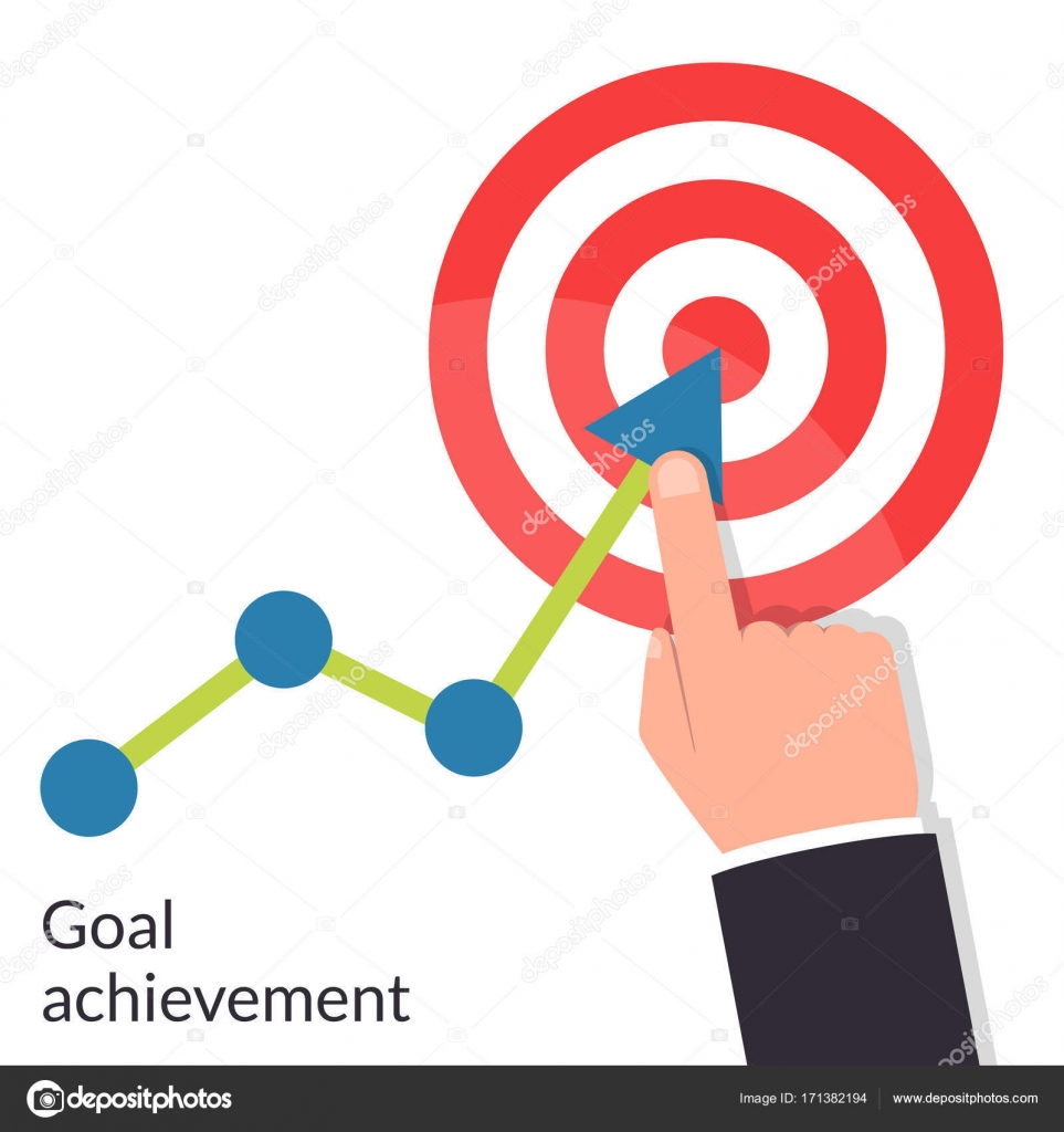 Illustration de Atteinte des objectifs. Diagramme vers cible. Chemin ...