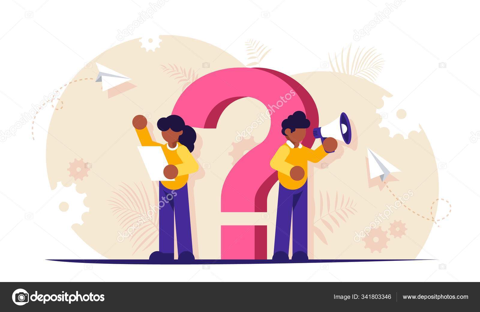 Question mark. FAQ concept. Support staff will help answer your ...