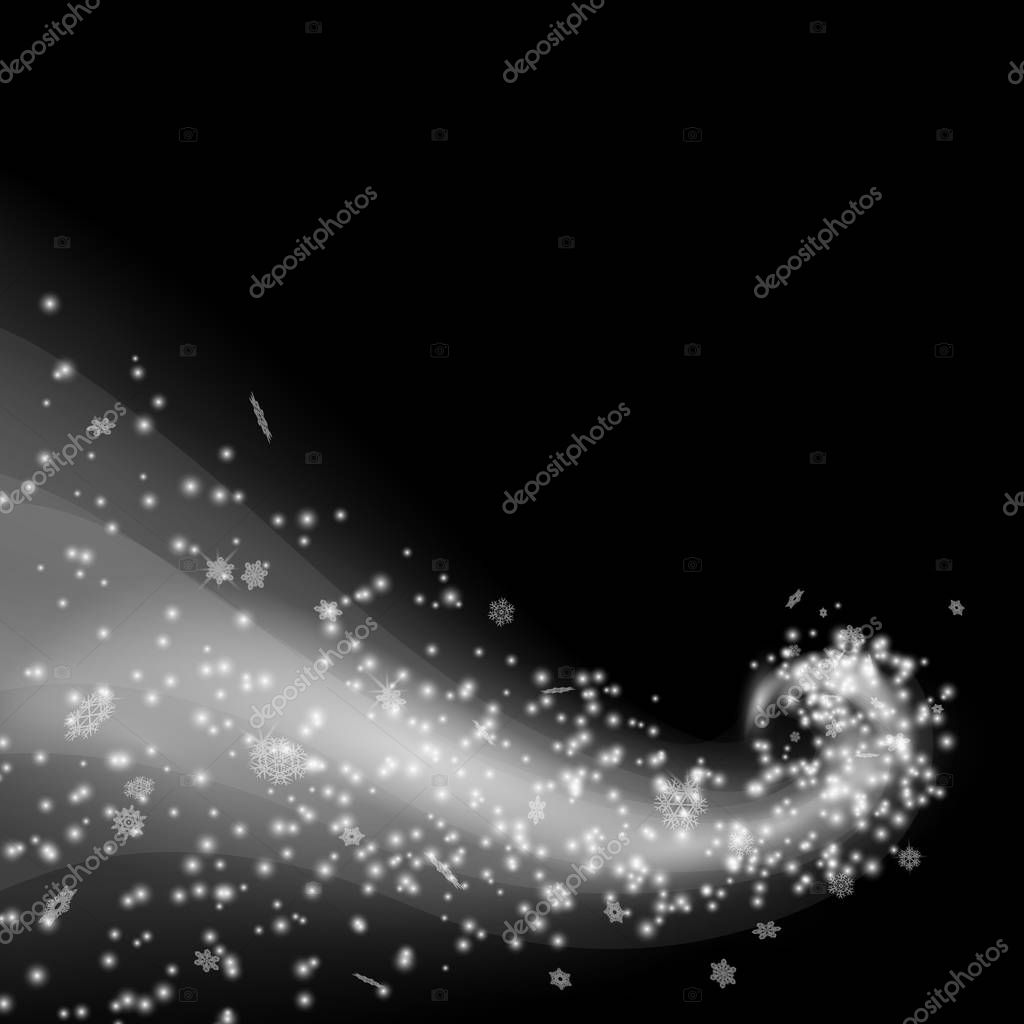 Swirling snow on black background. Wave of snowflackes. Stock Vector ...