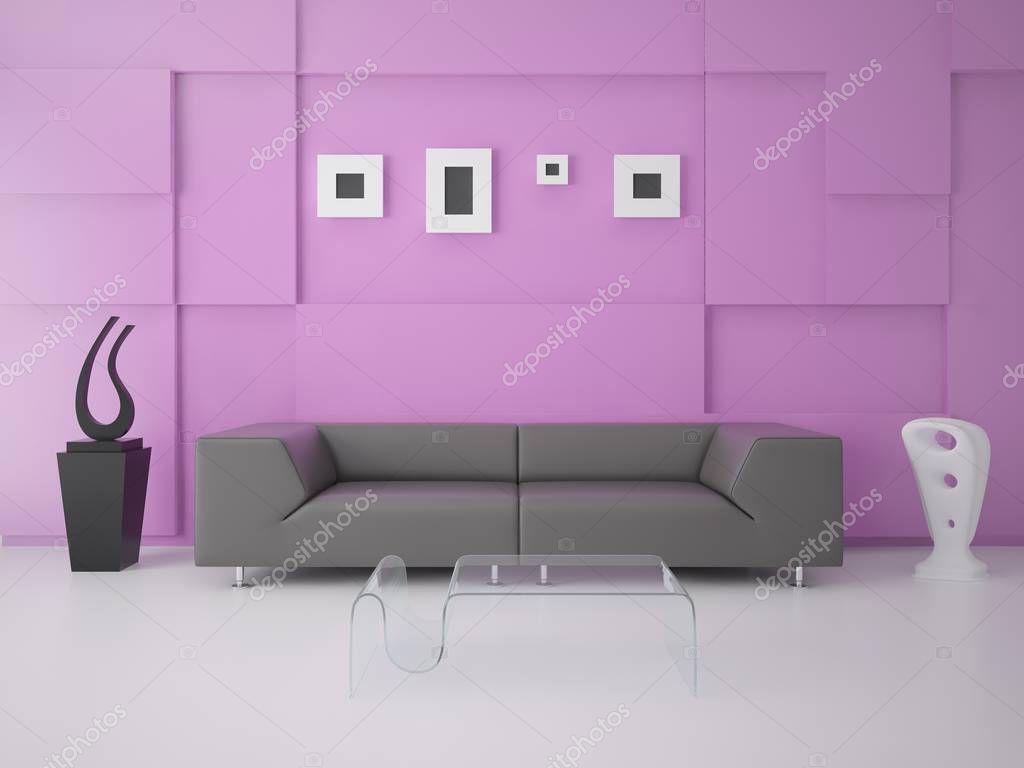Hi-tech living room on creative background. Stock Photo by ©wodoplyasov ...