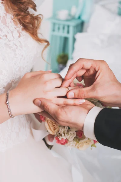 The couple exchange wedding rings - Stock Image - Everypixel