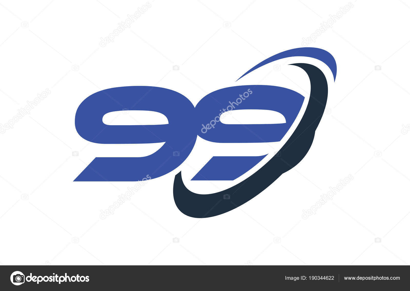 Logo Number Blue Swoosh Ellipse Vector Symbol Template Stock Vector by ...
