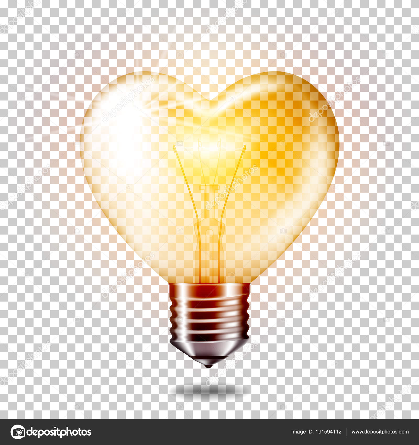 Transparent Realistic Heart Light Bulbs Isolated — Stock Vector ...