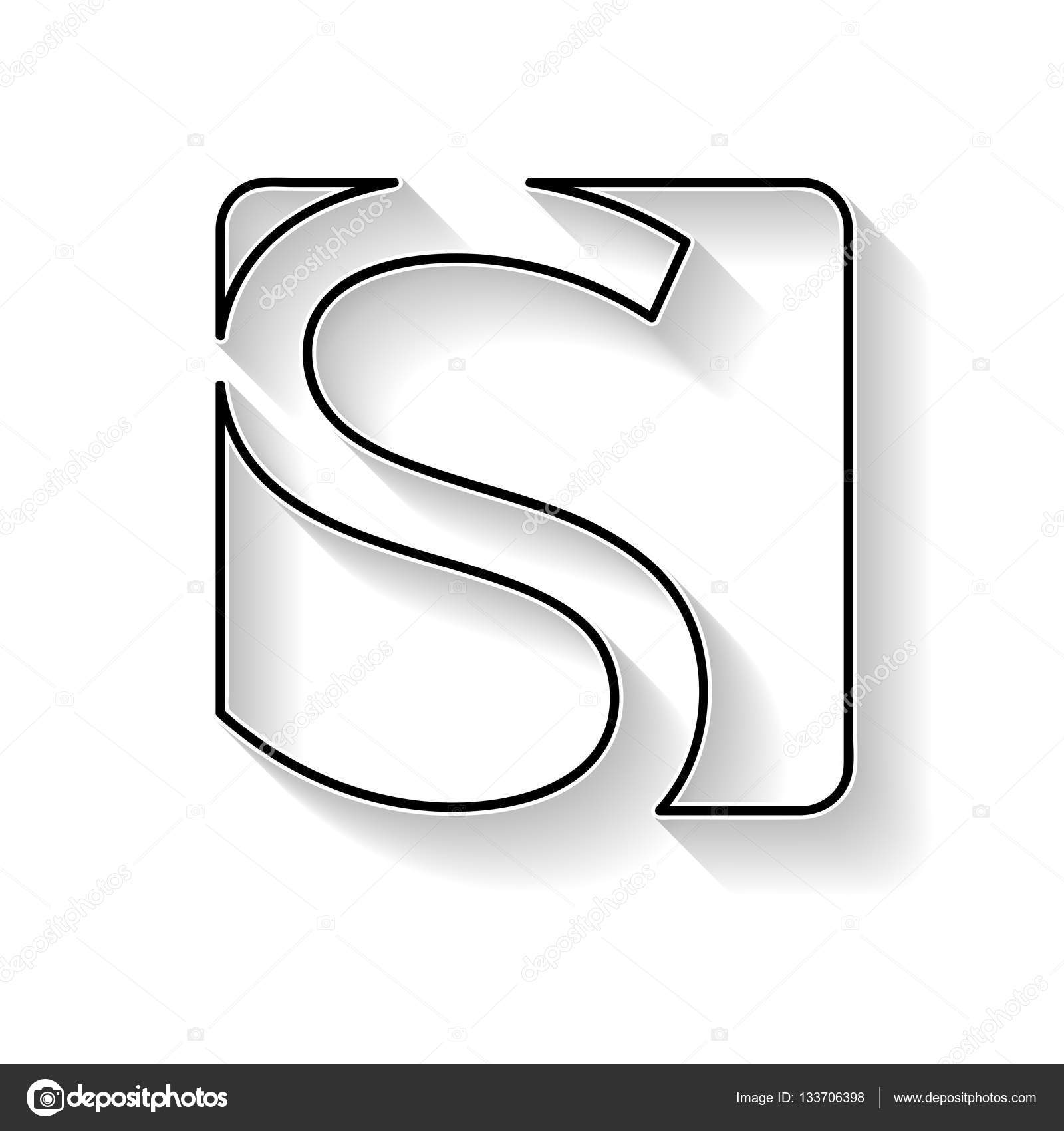 Letra inicial del vector S. Signo hecho con línea negra Vector de stock ...