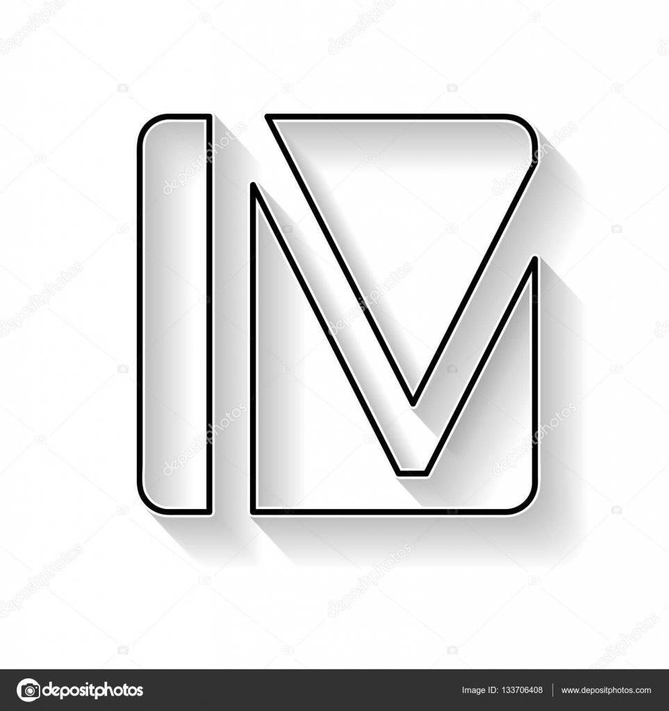 Vector initial letter M. Sign made with black line Stock Vector by ...