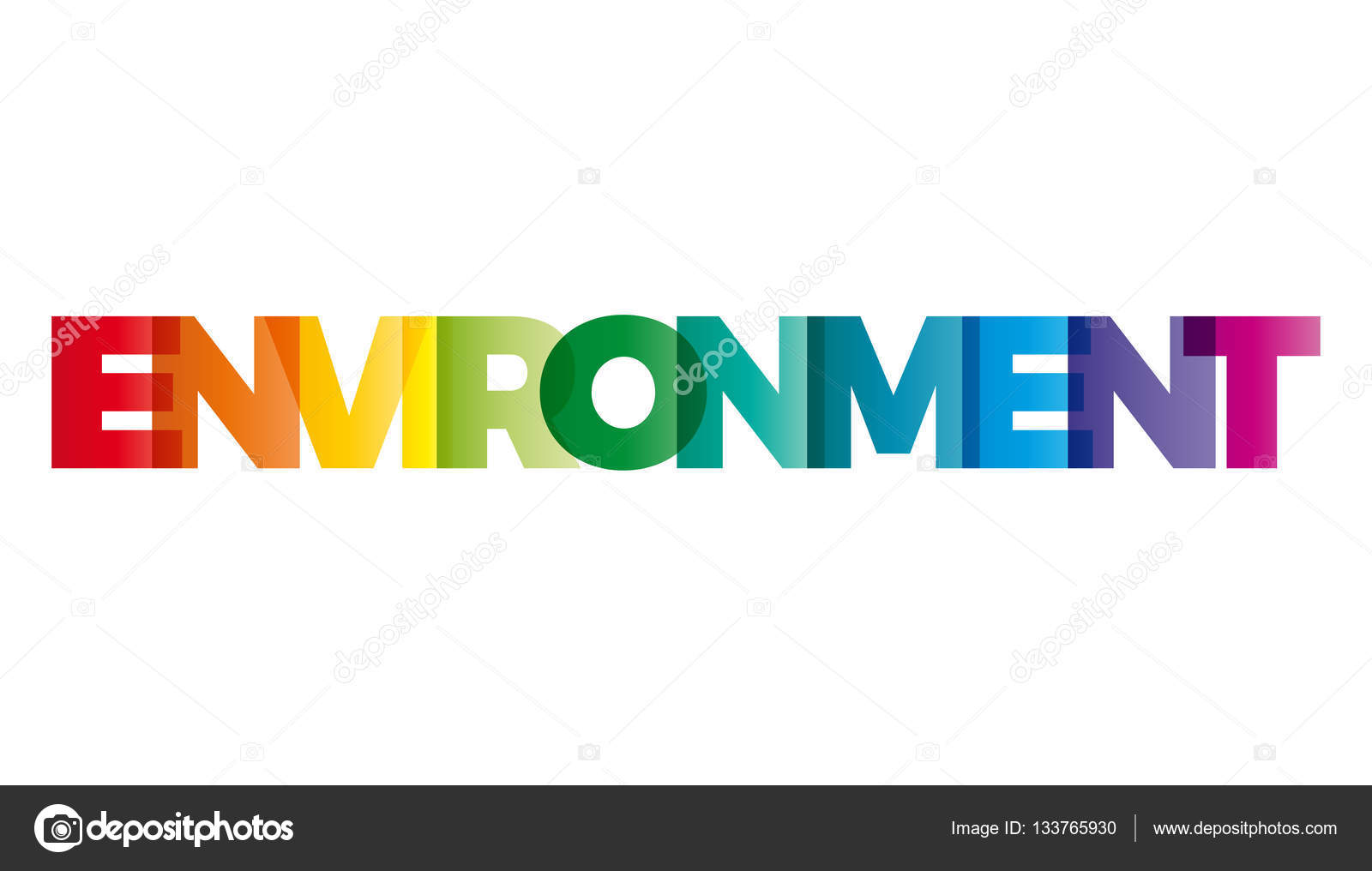 The word Environment. Vector banner with the text colored rainbo ...