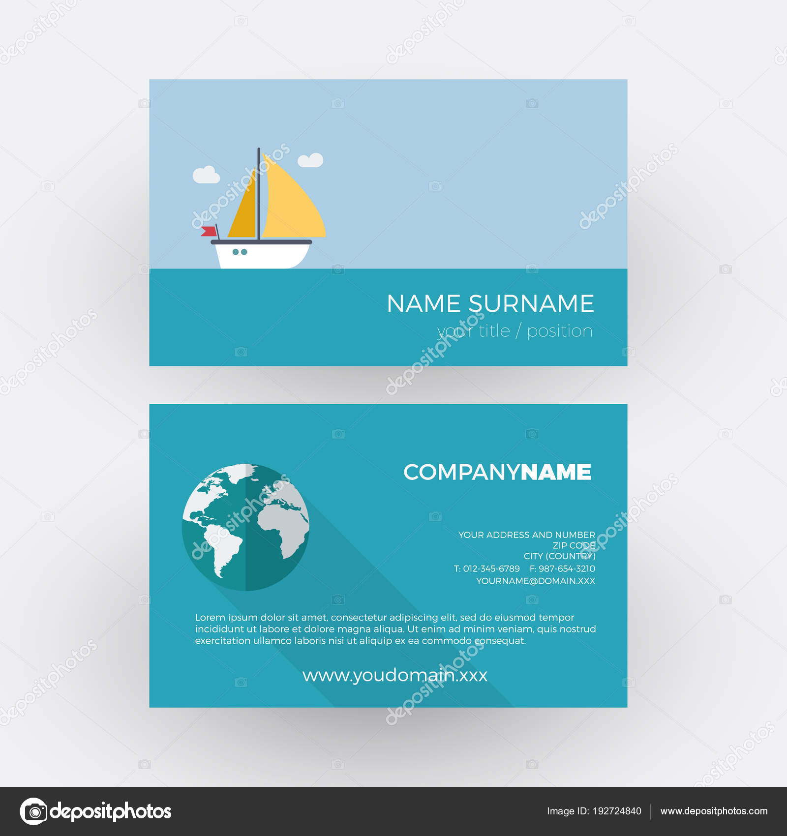 Sailboat and skipper. vector professional business card Stock Vector by ...